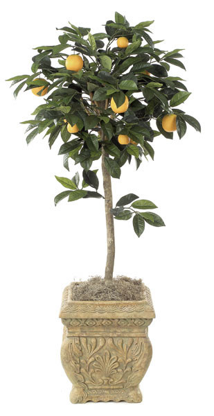 4.5' Orange Topiary Tree Natural Trunk | Artificial Topiary | Autograph ...