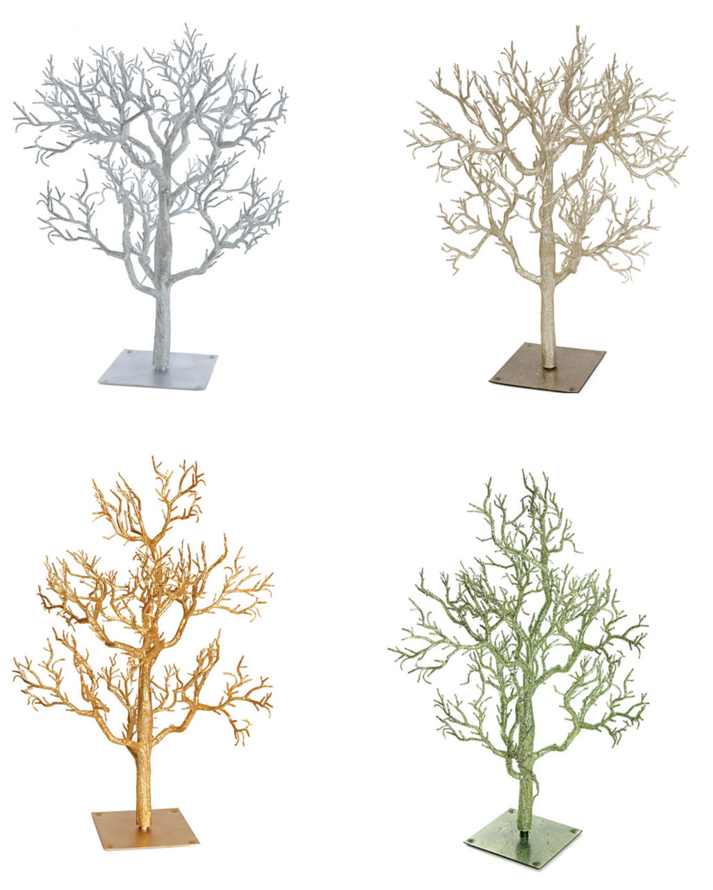32 Inch Glittered Twig Trees in Silver, Rose Gold, Light Green, or Gold ...