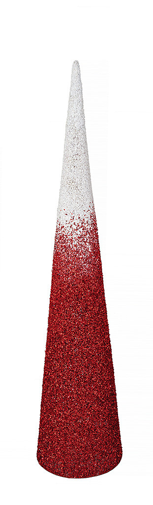 Red and White Beaded Ombre Cone Tree w/Glitter | Autograph Foliages