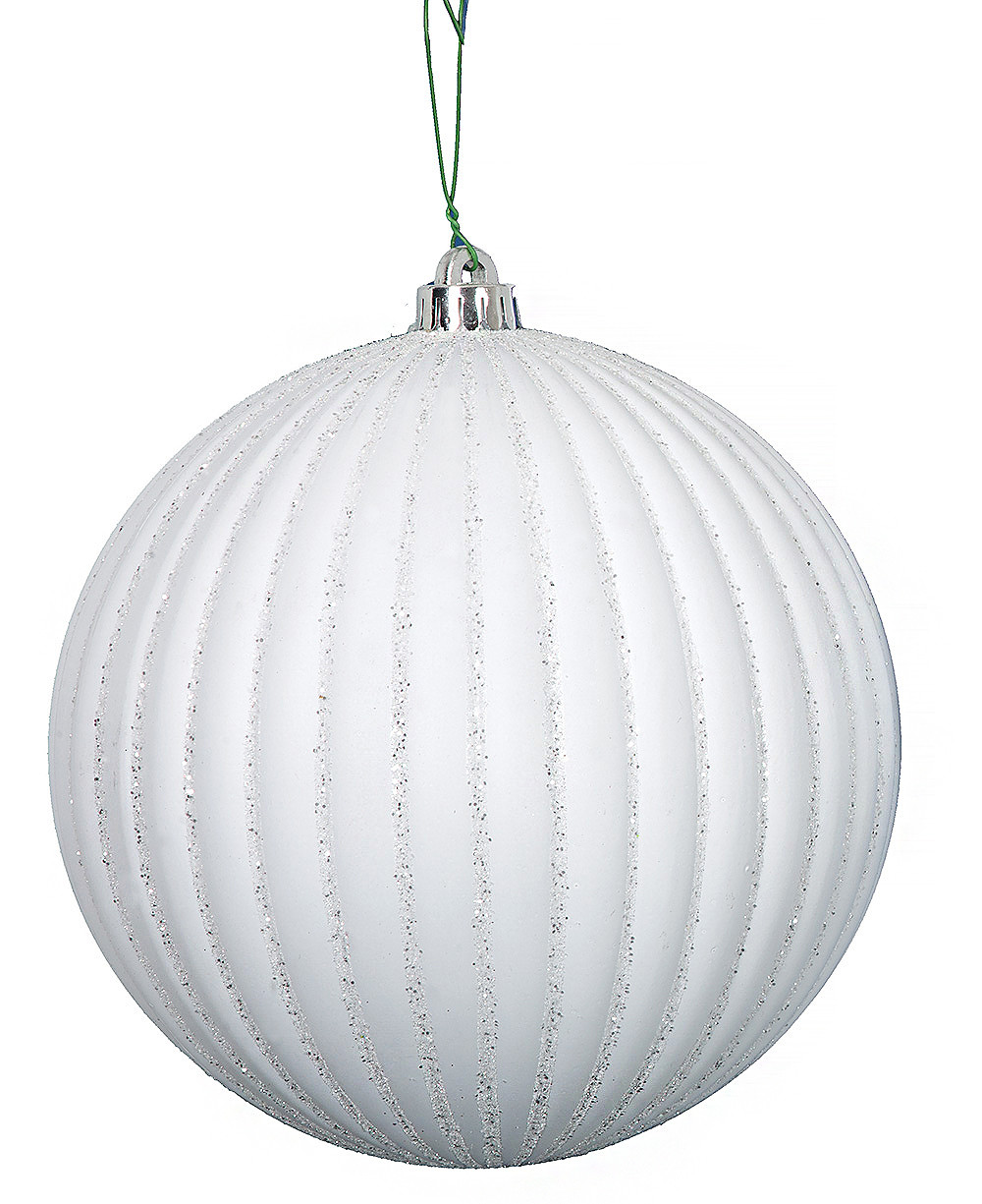 Matte White Ball Ornaments with Glitter | 4", 6", or 8" | Autograph ...