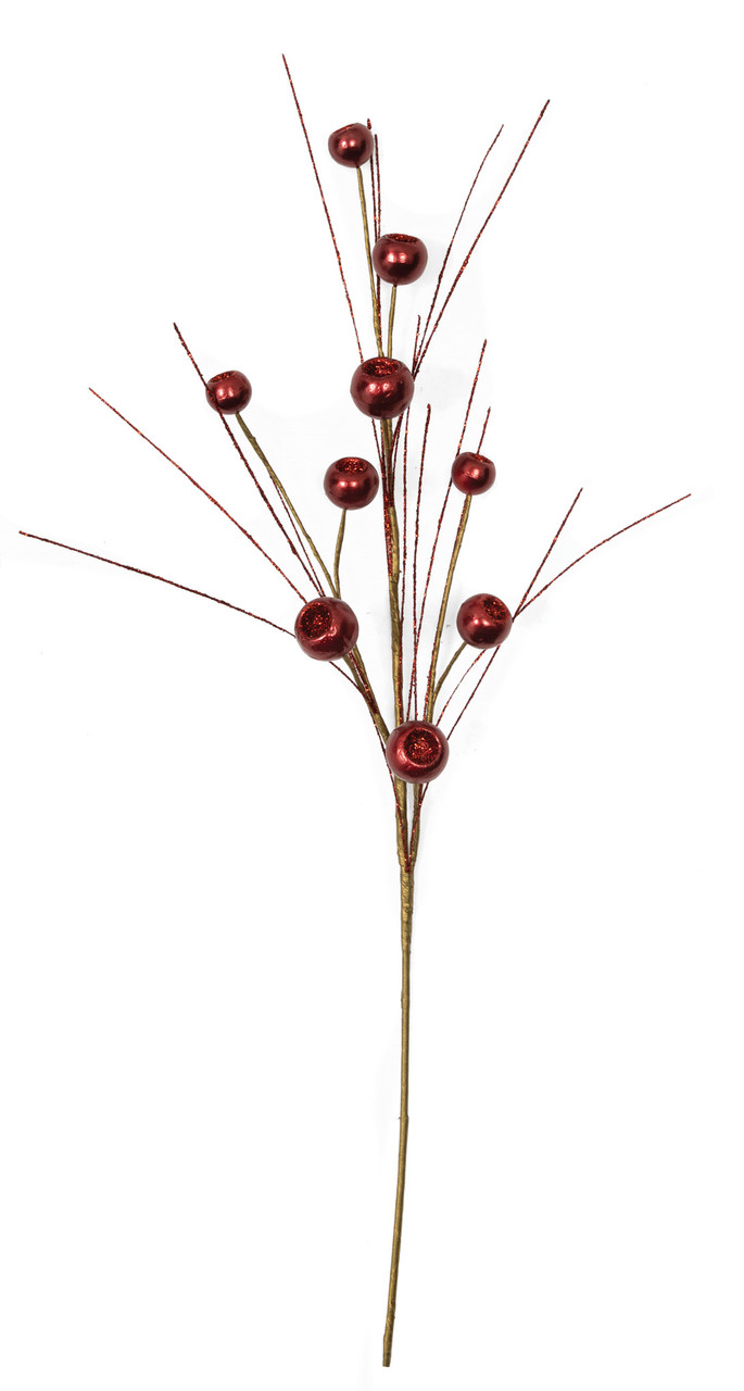 28" Metallic/Glittered Foam Berry Spray with PVC Needles | Autograph ...