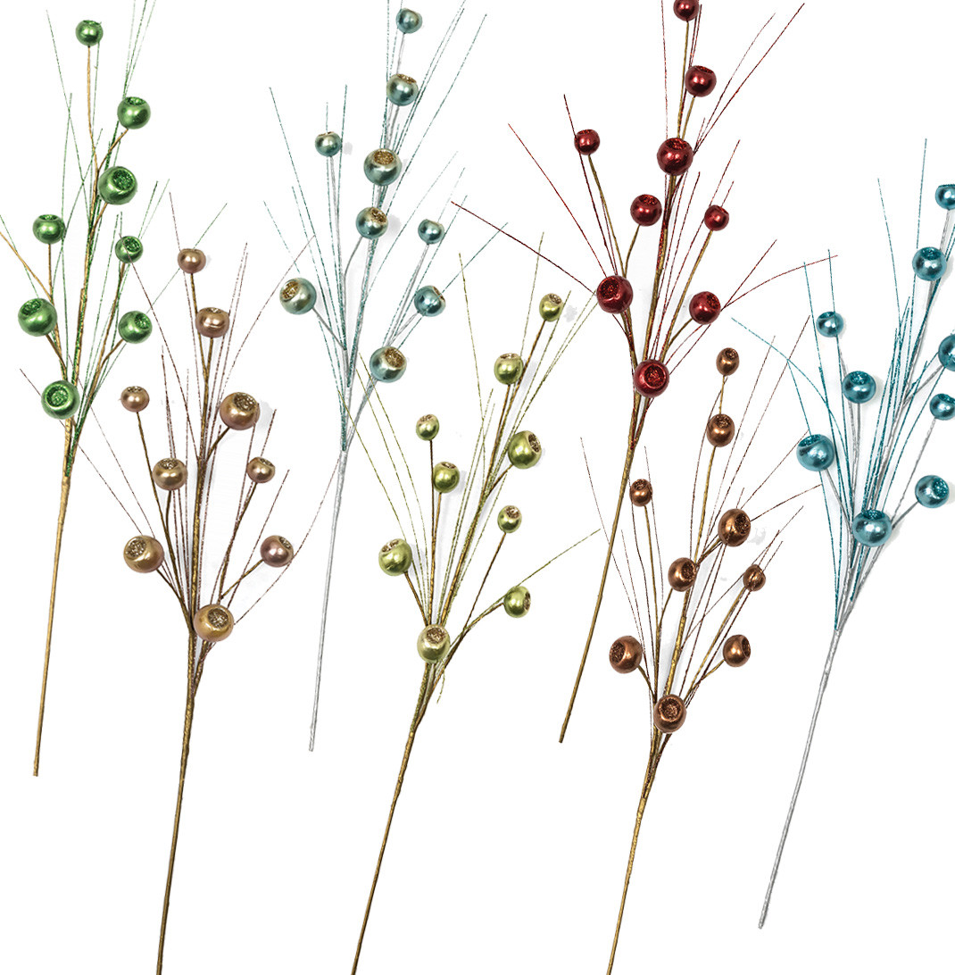 28" Metallic/Glittered Foam Berry Spray with PVC Needles | Autograph ...