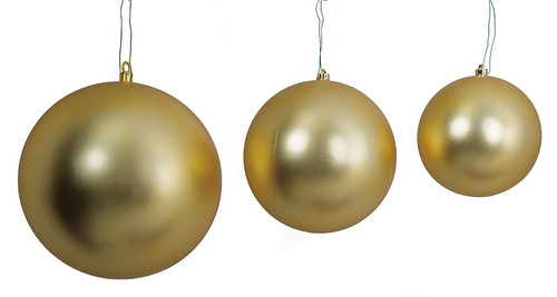 Essential Matte Gold Ball Ornaments in sizes 4" up to 15" diameter ...