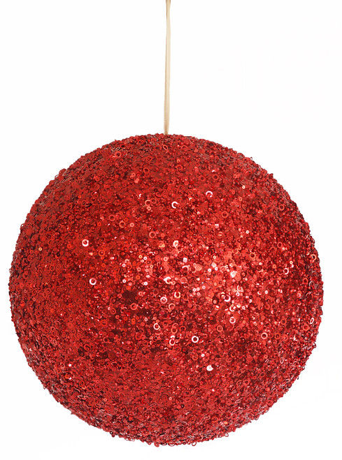 Red Sequined/Glittered Ball Ornaments | 4" to 12" Sizes | Autograph ...