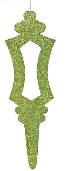 36 Inch Glittered Green Flat Finial Ornament | Autograph Foliages