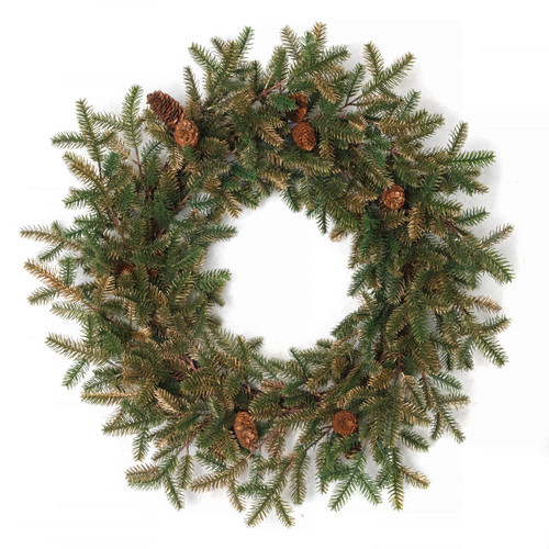 30" Painted Gold-Tipped Pine Wreath with Pinecones | Autograph Foliages