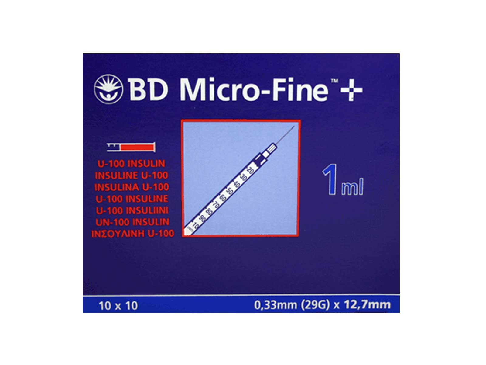 BD Micro-Fine + U100 1ml 29G Needle and Syringe (Pack of 100)