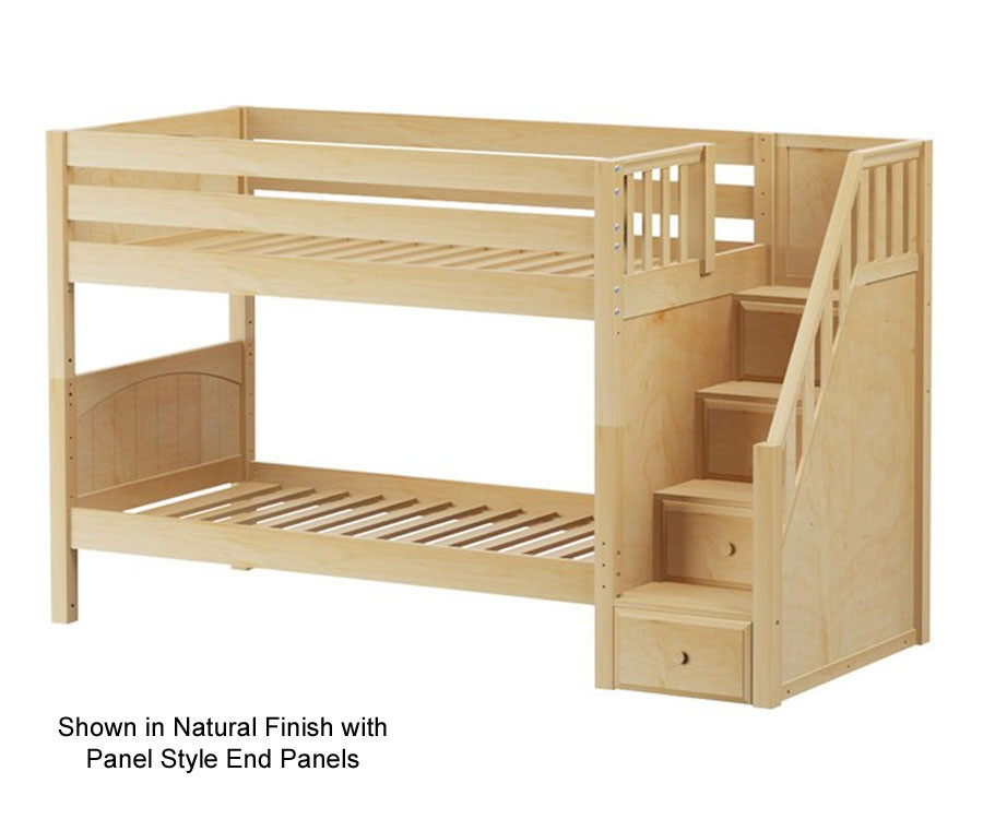 Maxtrix Bunk Bed with Stairs in Natural Wood | Shop Twin over Twin Bunk ...