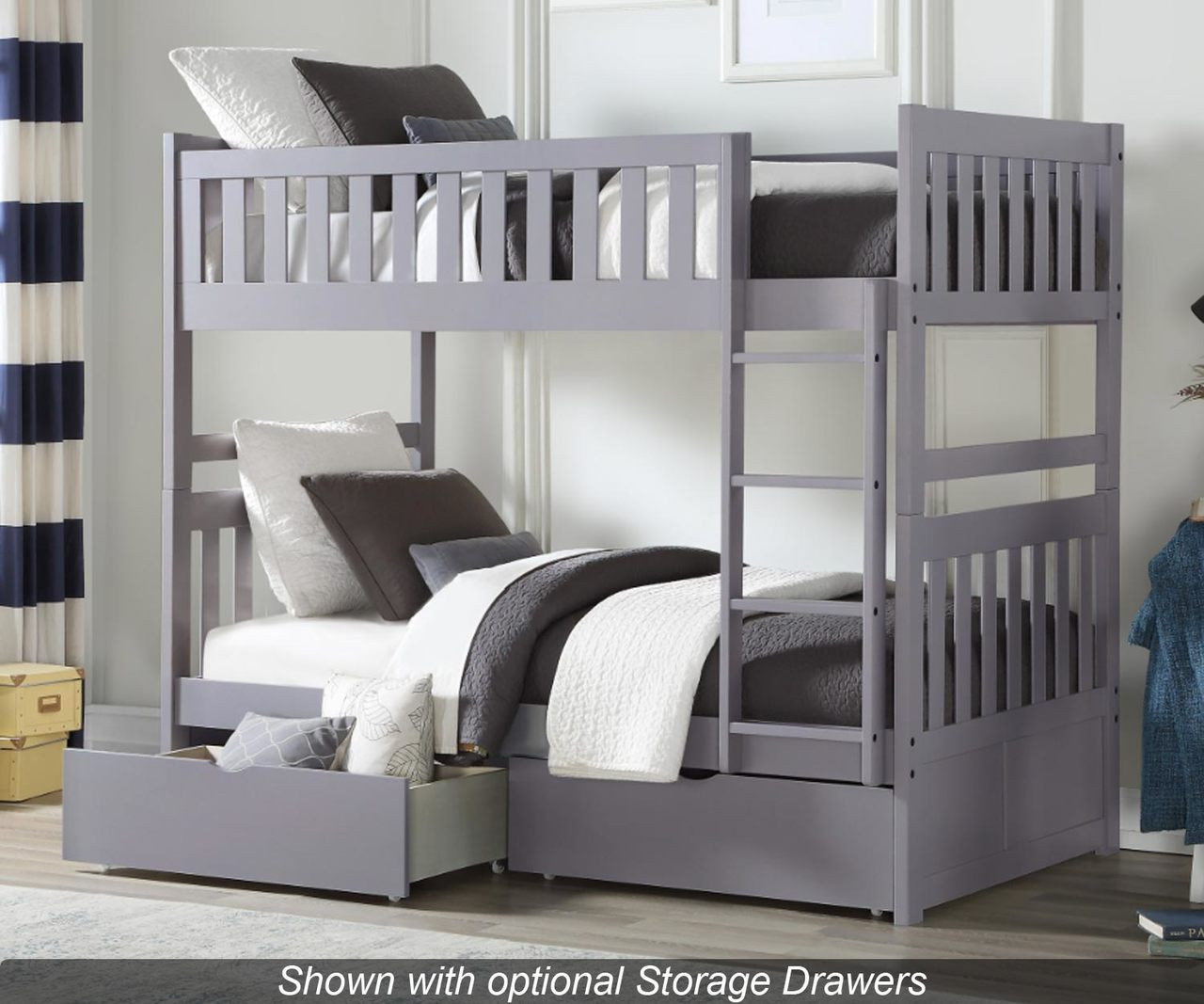 Twin over Twin Deer Blind Bunk Loft Bed in Light Grey Finish 1370TTLG ...