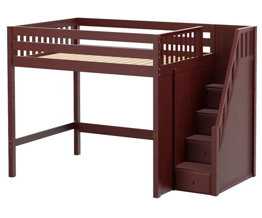 Maxtrix ENORMOUS High Loft Bed with Stairs in Chestnut | Maxtrix Kids ...