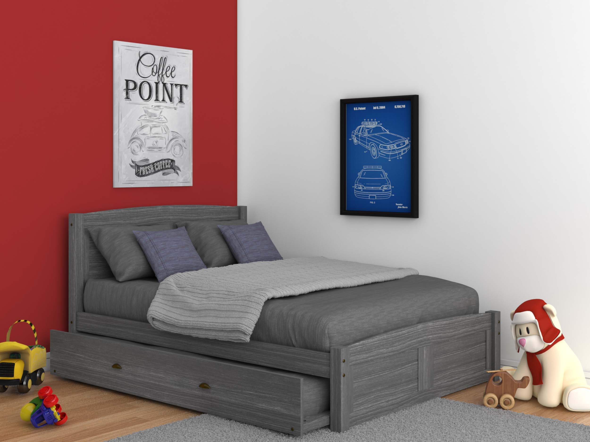 Twin over Twin Deer Blind Bunk Loft Bed in Light Grey Finish 1370TTLG ...