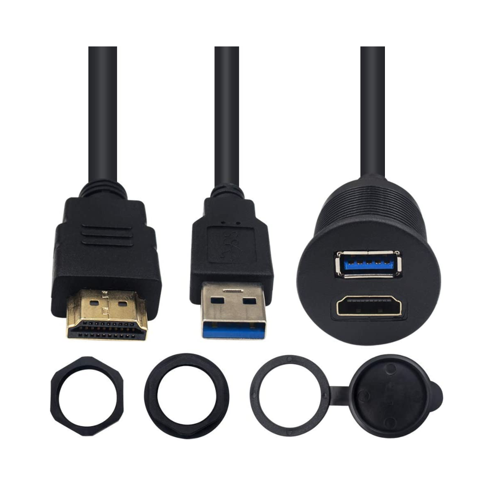 ATD FFU-24302 HDMI & USB Mount Dashboard Panel USB 3.0 Flush Fit Cigar ...