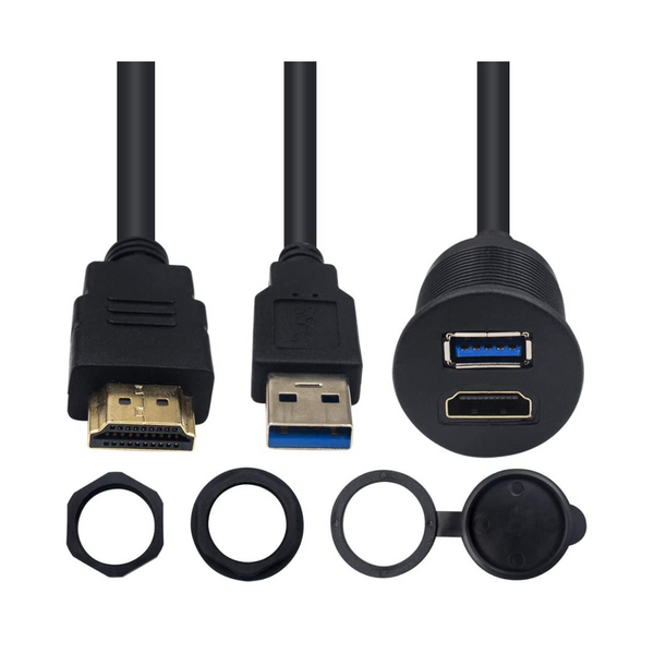 ATD FFU-24302 HDMI & USB Mount Dashboard Panel USB 3.0 Flush Fit Cigar ...