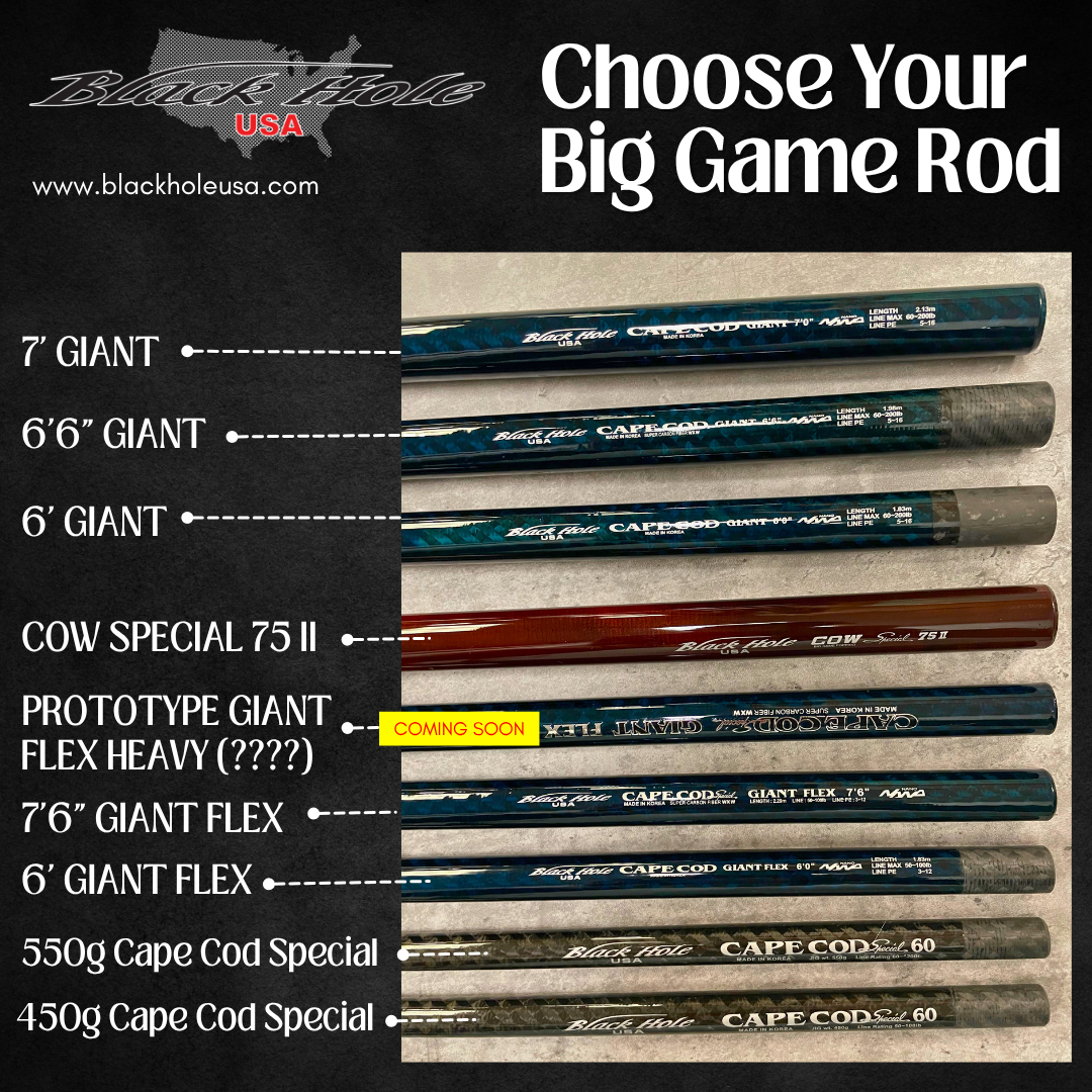 Side-by-side comparison of our Big Game Fishing Rods! - Black Hole USA
