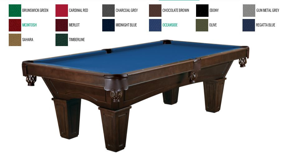 8' "Brunswick" Allenton Pool Table - Espresso Stain - Tapered Leg ...