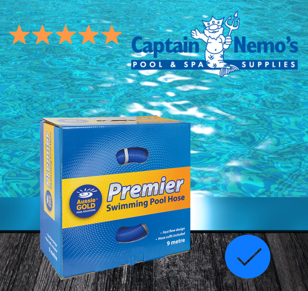 AUSSIE GOLD 9M MANUAL VAC HOSE - Captain Nemo's