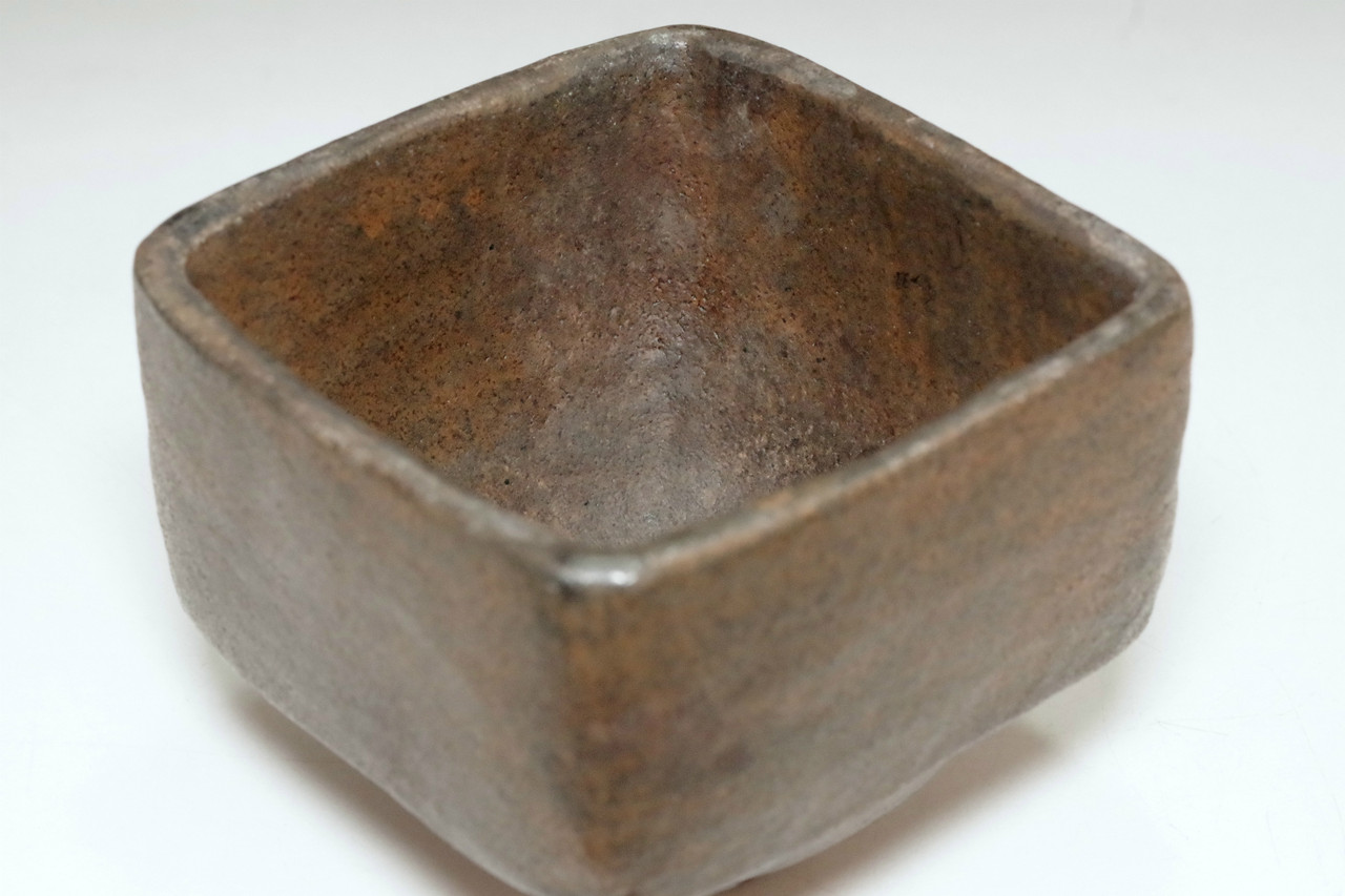 Raku 1st Chojiro (?-1589) Square kuro-raku bowl #3821 - Antique shop ...