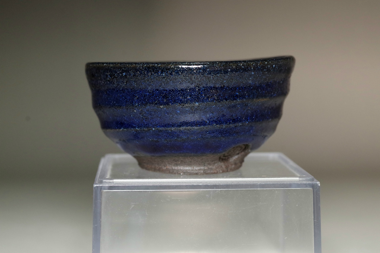 Shimizu Uichi (1916-2004) Vintage blue glazed pottery cup #4555 ...