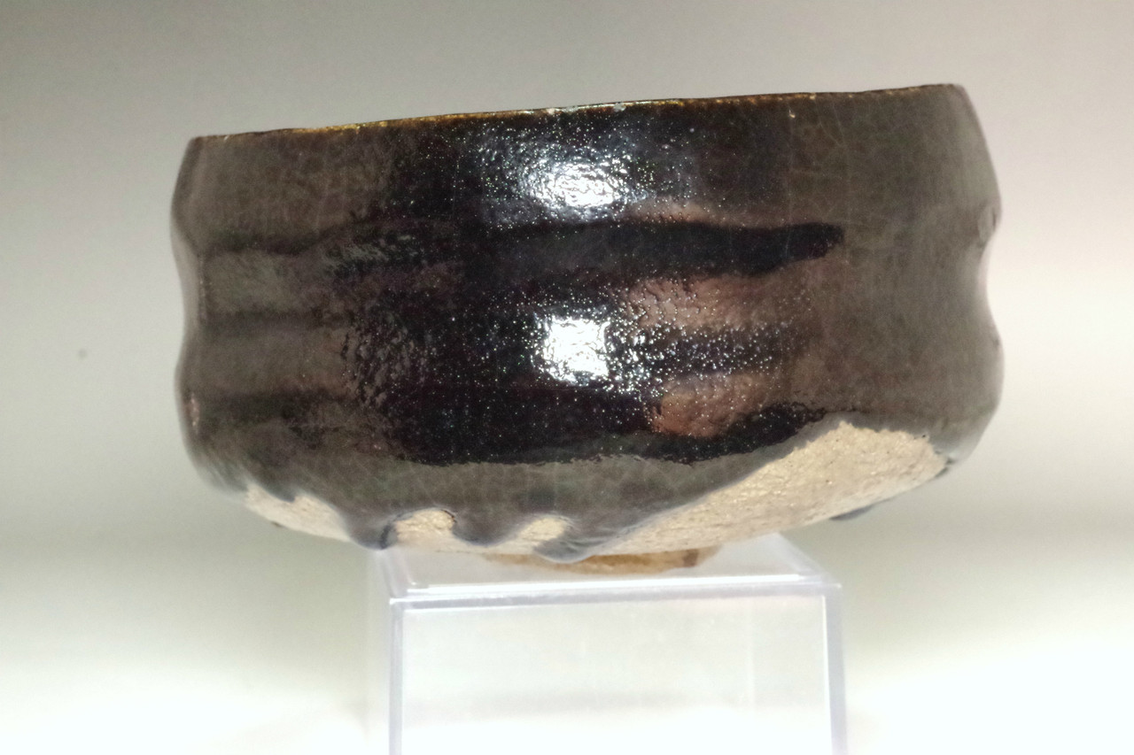 8th Raku Tokunyu (1745-1774) Kuro-raku tea bowl #4589 - Antique shop ...