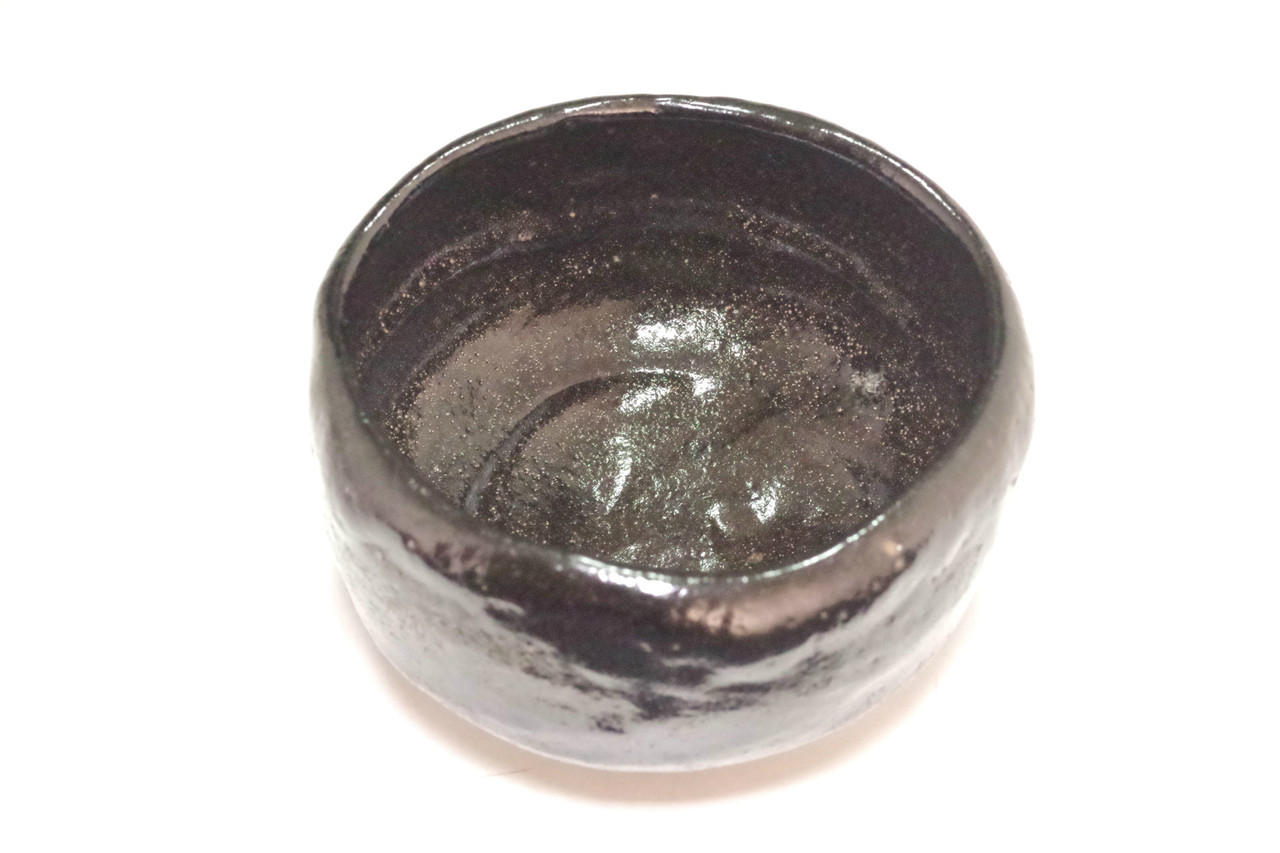 Raku 9th Ryonyu (1756-1834) Kuro-raku teabowl #4673 - Antique shop Chano-yu