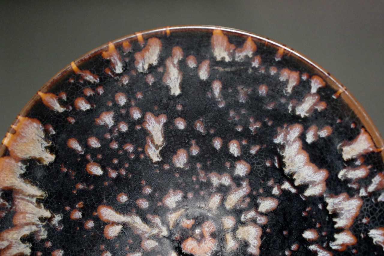 Antique Song Dynasty Jian Ware Tenmoku Bowl with Tortoiseshell Glaze #5172