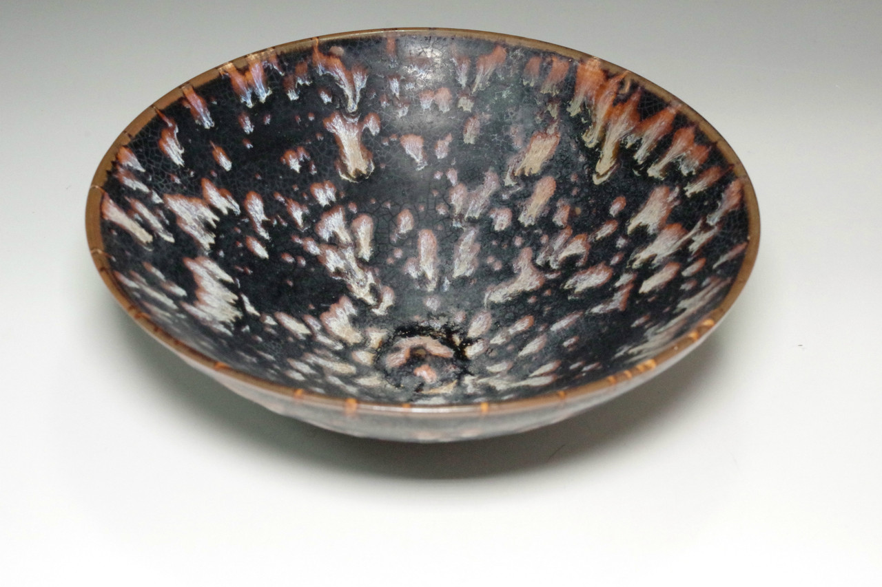Antique Song Dynasty Jian Ware Tenmoku Bowl with Tortoiseshell Glaze #5172