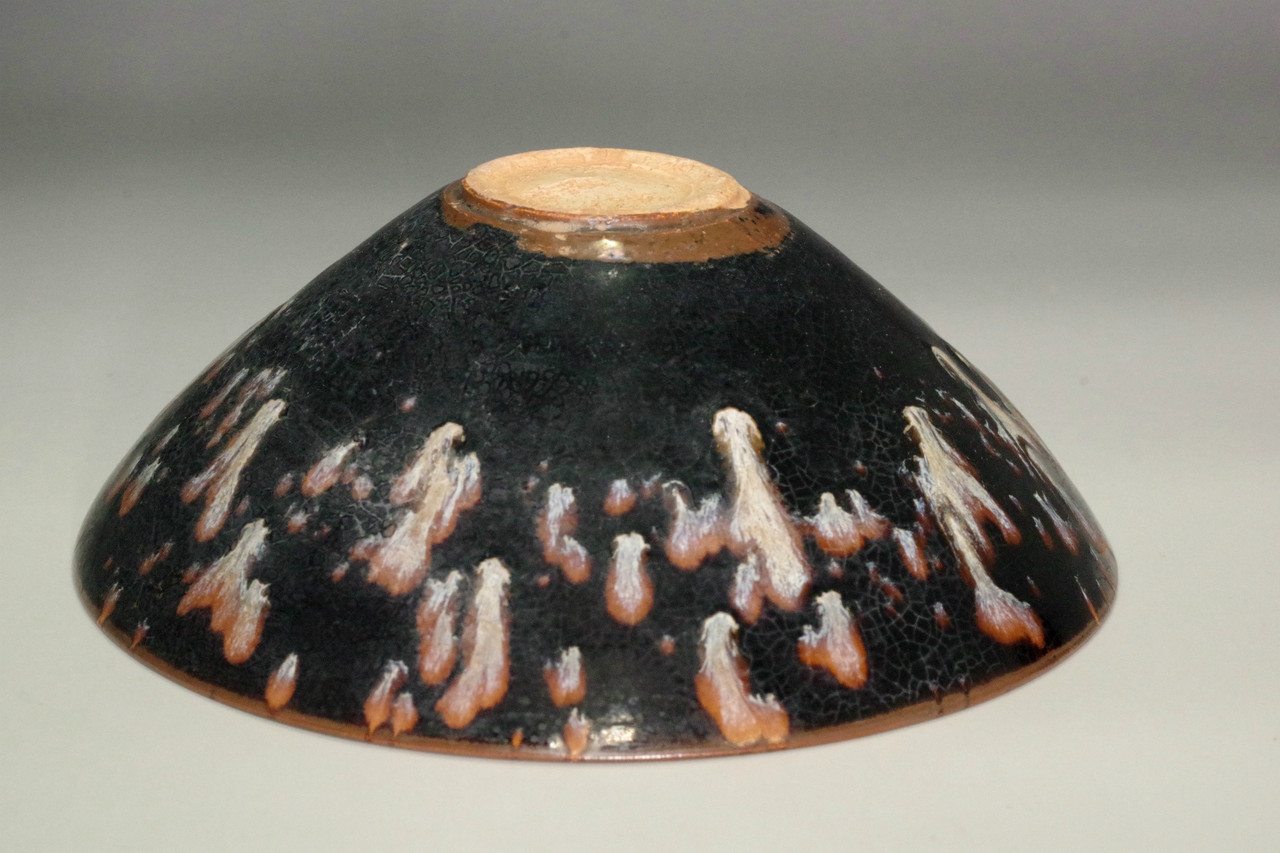 Antique Song Dynasty Jian Ware Tenmoku Bowl with Tortoiseshell Glaze #5172