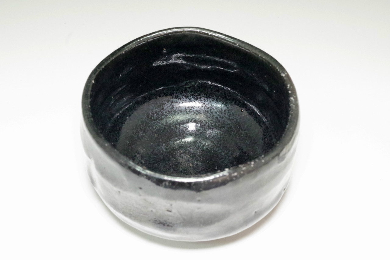 Raku 9th Ryonyu (1756-1834) Kuro-raku teabowl #5230 - Antique shop Chano-yu