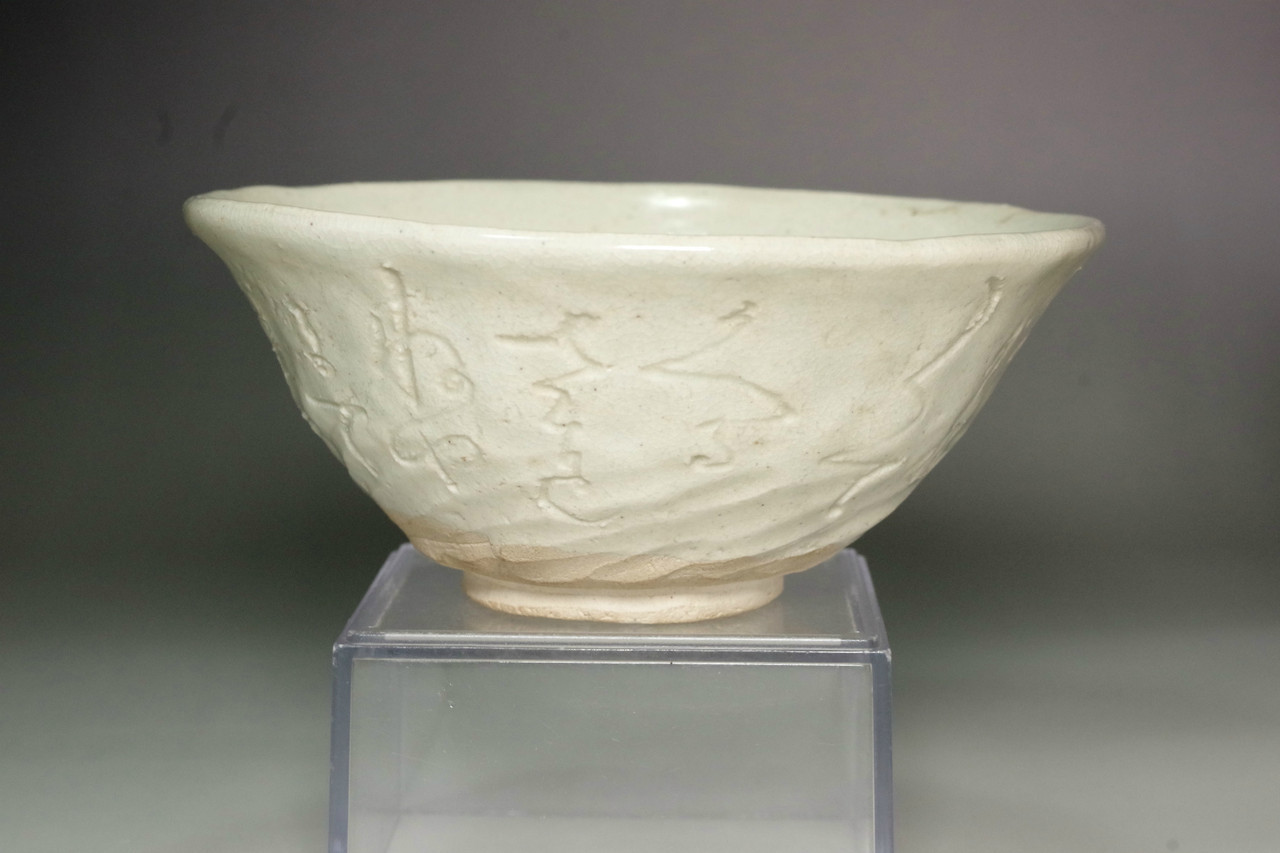 Otagaki Rengetsu (1791-1875) Japanese poem carved pottery bowl #5391