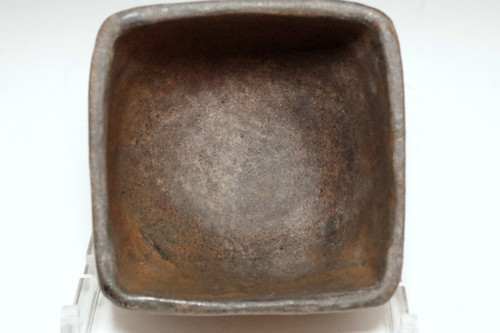 Raku 1st Chojiro (?-1589) Square kuro-raku bowl #3821 - Antique shop ...