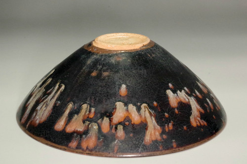 Antique Song Dynasty Jian Ware Tenmoku Bowl with Tortoiseshell Glaze #5172