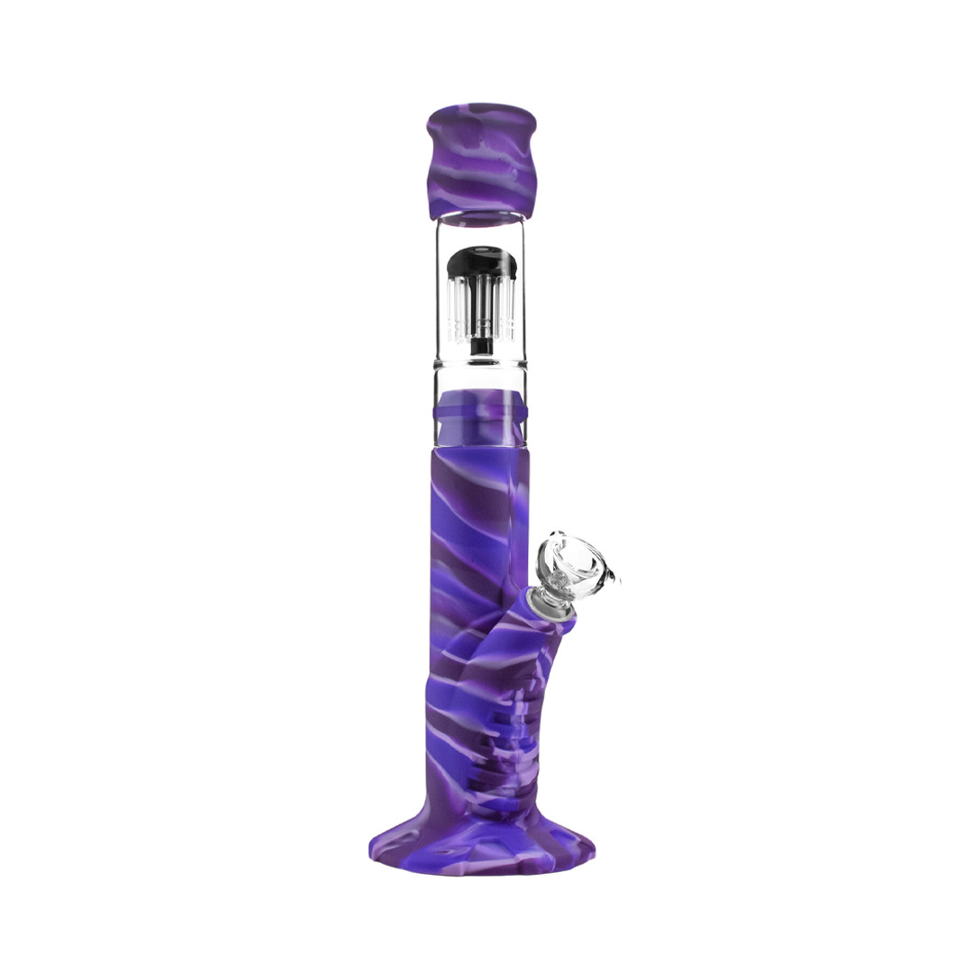 15" Indestructible Silicone with Glass Bong: Tree Arm Perc - Purple ...