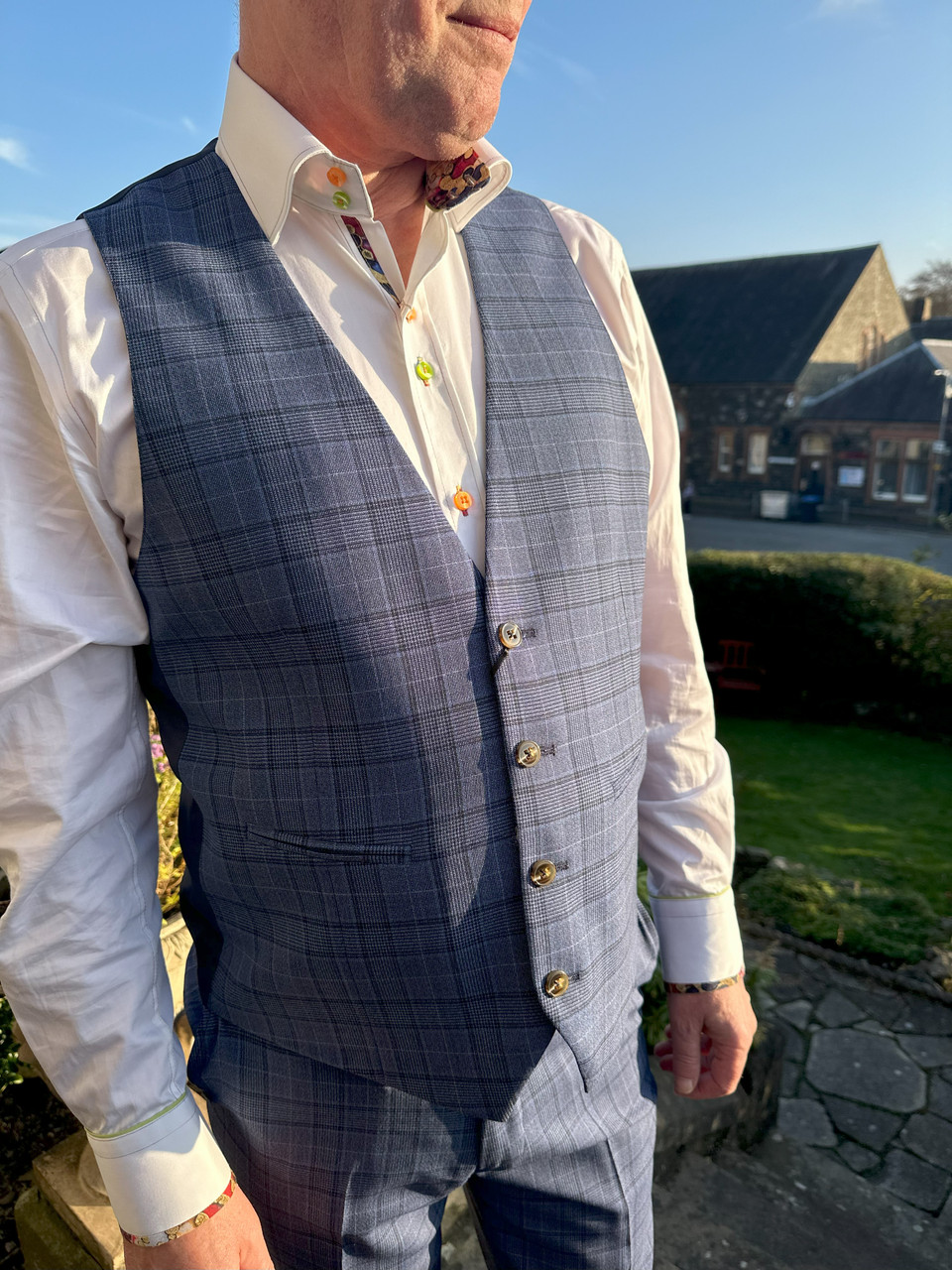 Torre - Blue Check Waistcoat - Graham McGrath