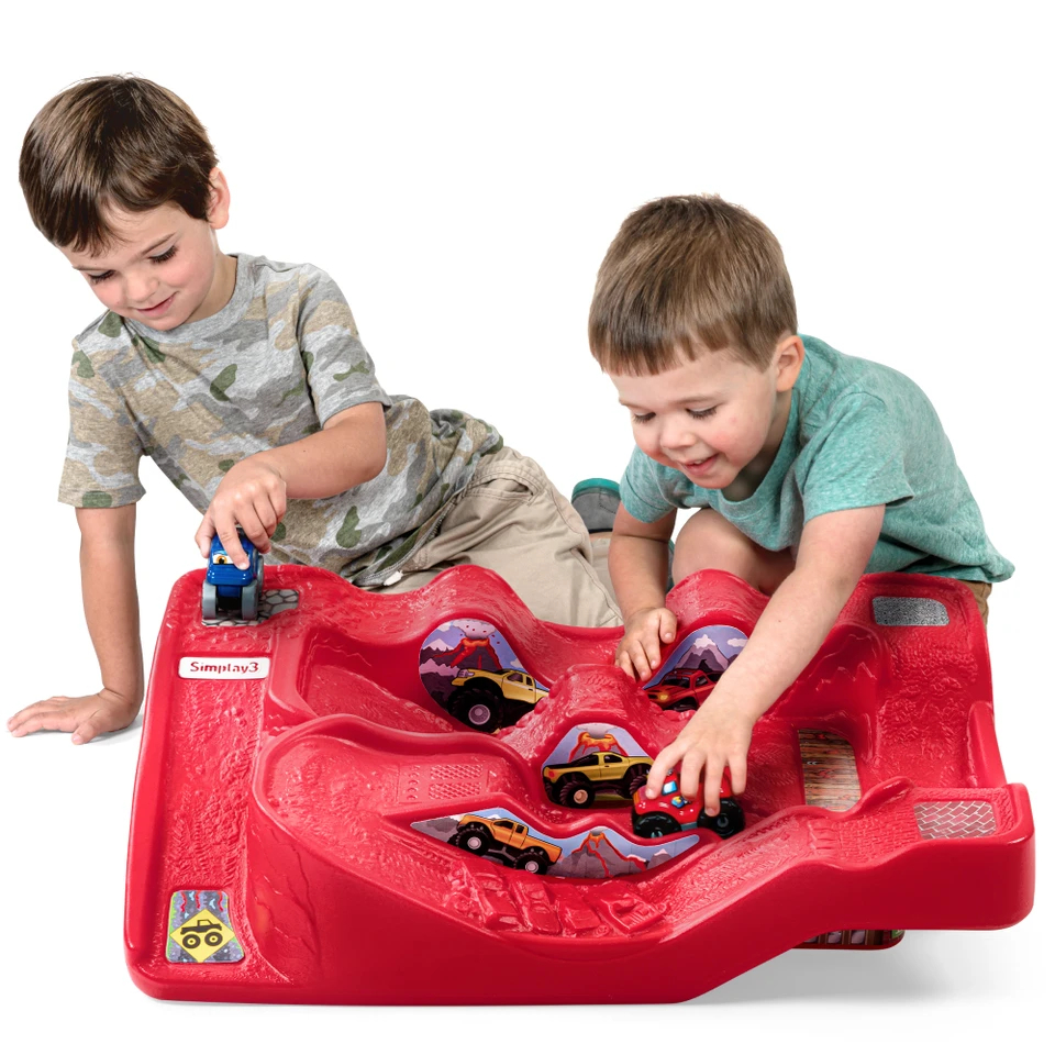 Kids dual lane car racetrack for toddlers | easy assembly