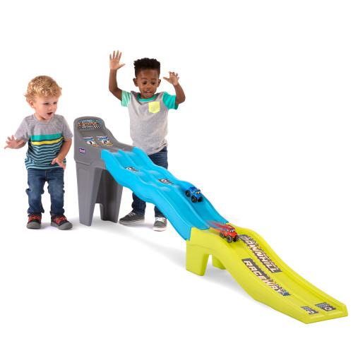 Kids dual lane car racetrack for toddlers | easy assembly