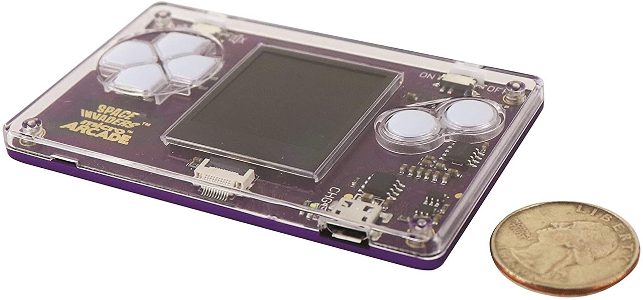 Micro Arcade Space Invaders - Pocket Sized Portable Game System - Stone ...