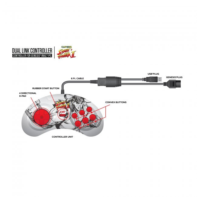 Sega Genesis / PC USB Controller - Ryu (Capcom) - Stone Age Gamer