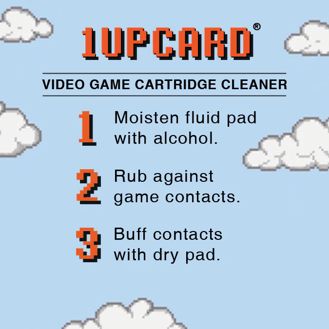 Video Game Cartridge Cleaning Card - 1UPcard - Stone Age Gamer