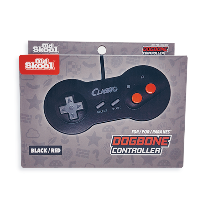 "Dogbone" Controller (Black/Red) for NES - Stone Age Gamer