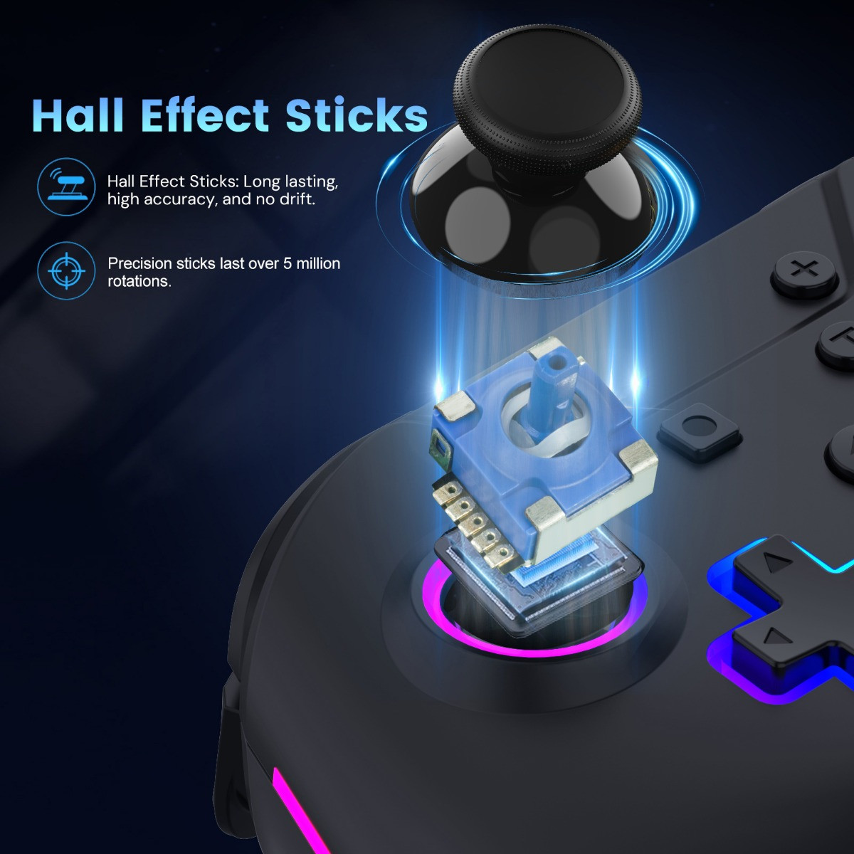 NuRival Wireless Hall Effect Stick Game Controller for Switch - Stone ...