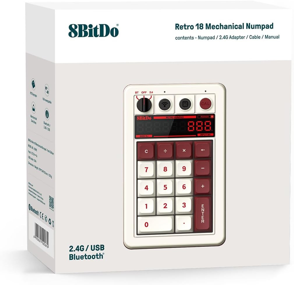 Retro Mechanical Numpad - Fami Edition - 8BitDo - Stone Age Gamer