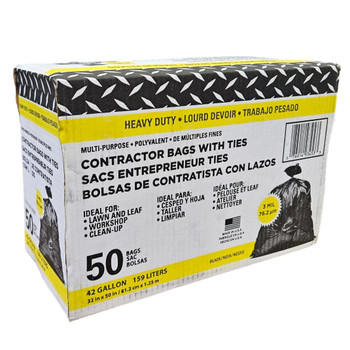 3 mil 50 Count Black Contractor Garbage Bags Flat