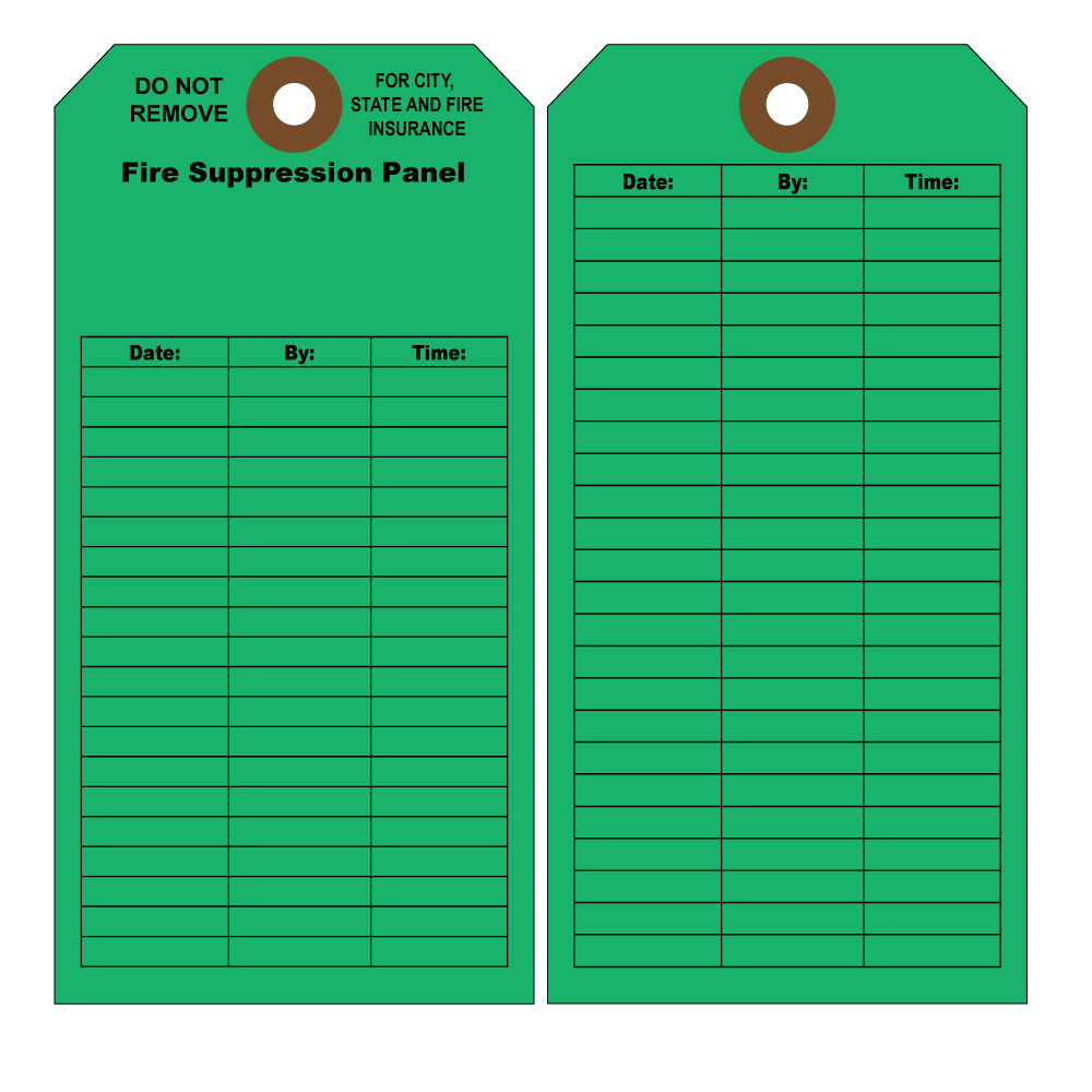 Fire Suppression Panel Inspection Tag