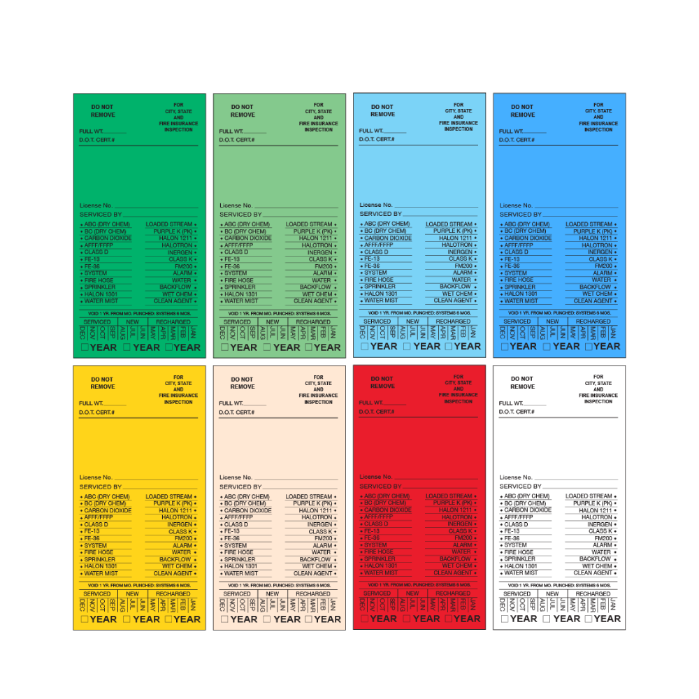 custom printed fire extinguisher label sticker inspection tags