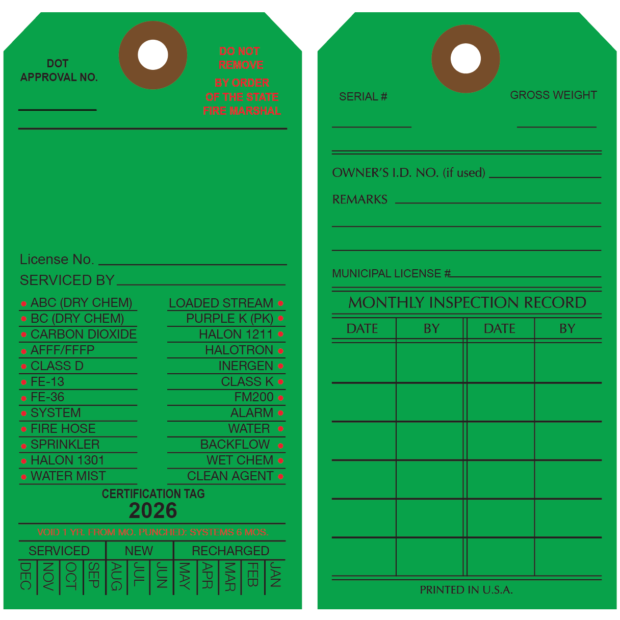 chicago fire extinguisher tags