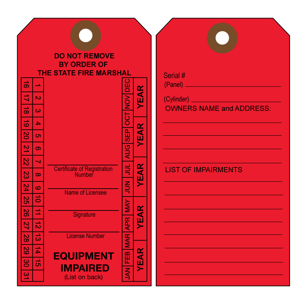 louisiana red fire sprinkler extinguisher inspection tags