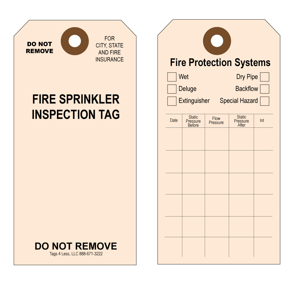 custom General Fire sprinkler inspection tags