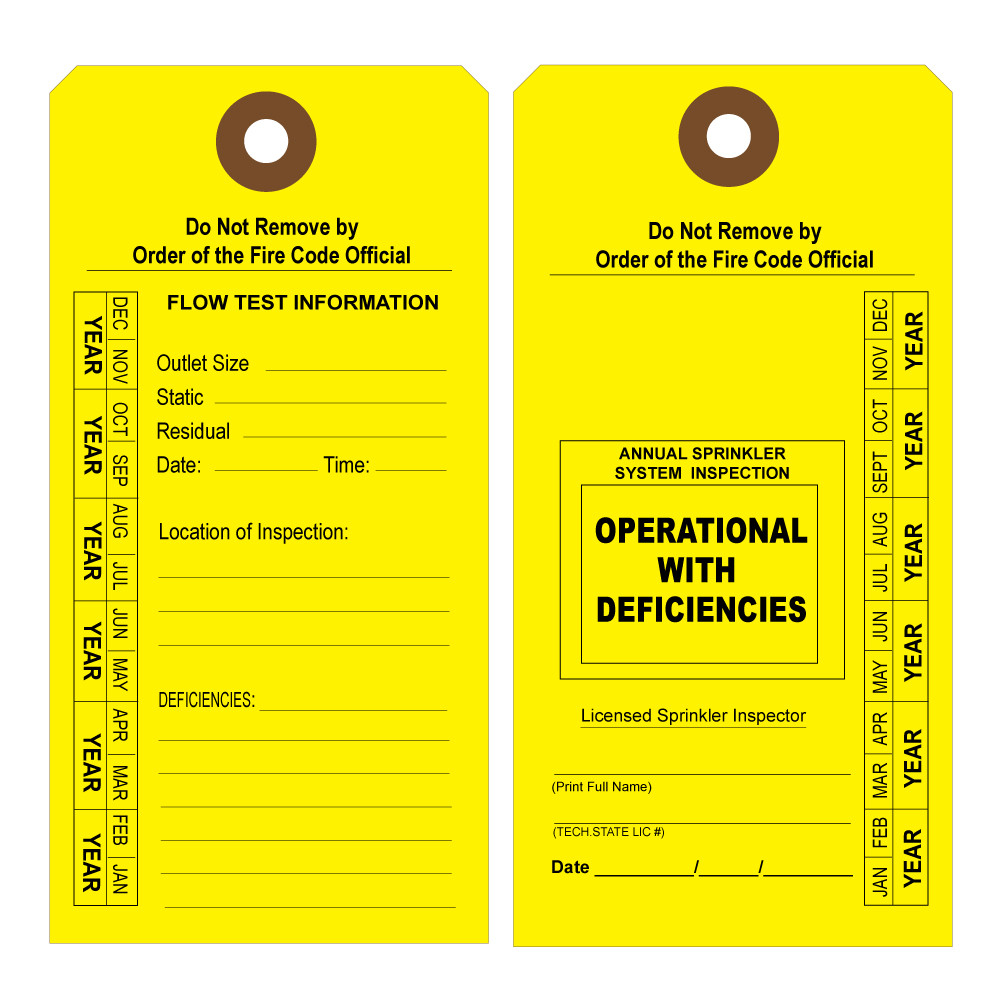 Oklahoma Deficiency Fire Inspection Tags