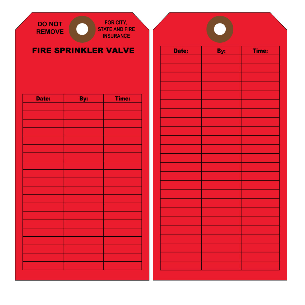 Fire Sprinkler Valve tags