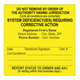 NFPA 72 Yellow Alarm deficiency tag NFPA 72